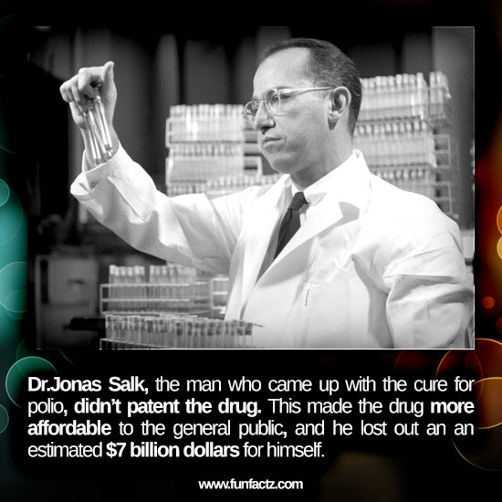 Drjonas Salk The Man Who Came Up With The Cure For Polio Didnt Patent The Drug This Made